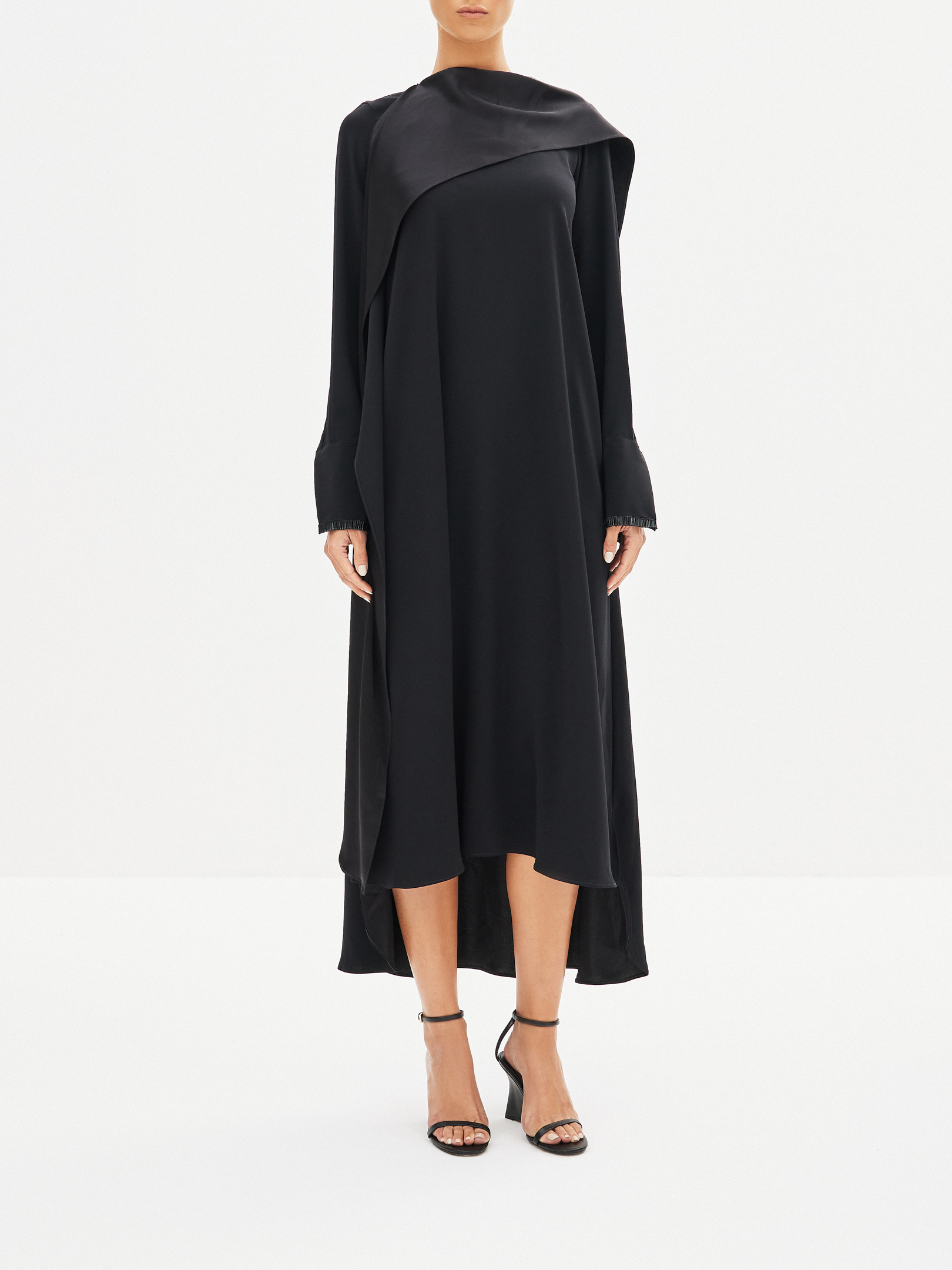Black Satin Crepe Dress - Nazik